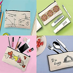 10 Pack Blank DIY Craft Bag Cotton Canvas Pen Pencil Case - Multipurpose Travel Black Zipper Bags Makeup Bag Invoice Bill Bag Gift Bags