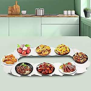 Rotating Food Turntable 3.28ft Adjustable Dining Table 360° Manual Swivel Food Serving Train Dining Table Turntable for Dining Room Party