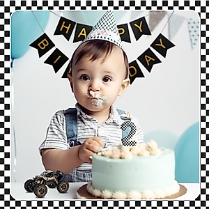 Racing Cars Themed Birthday Candle Number 2 Checkered Candle Birthday Party Decoration Cake Topper for Racing Car Party Decoration Theme Party Supplies (Number 2)