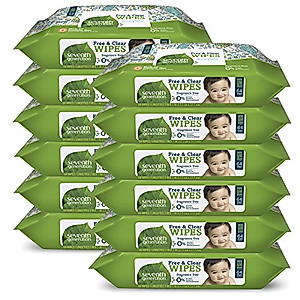 Seventh Generation Free & Clear Baby Wipes Refill Unscented and Sensitive Gentle as Water 64 count Pack of 12 (768 Total)