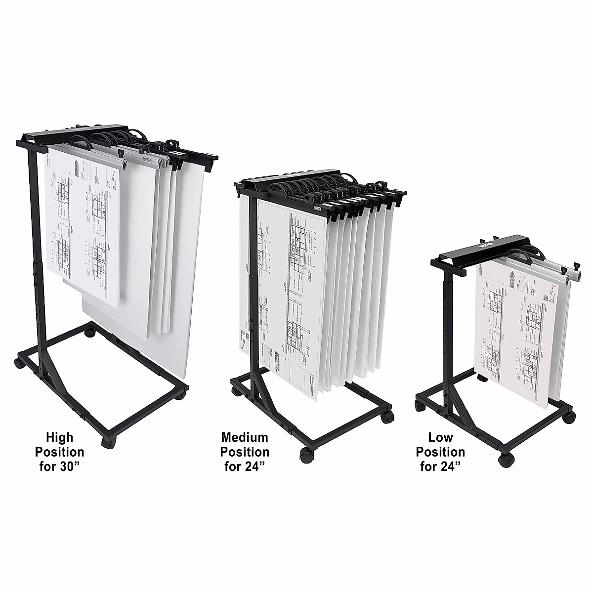 Arnos Hang-A-Plan, Mobile Blueprint Storage Rack, Height Adjustable