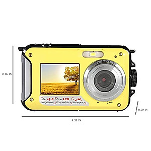 TOUMENY Waterproof Digital Camera, Full Hd 2.7K 48Mp16X Digital Zoom Video Recorder, Self-Timer Dual Screen