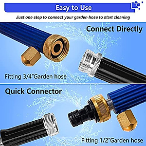 CARFKA Hydro Jet Washer High Pressure Power Washer Wand Water Hose with 2 Hose Nozzle Auto Watering Sprayer Flexible Garden Watering Sprayer for Car Wash and Window Washing 17 inch