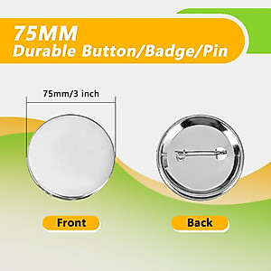 Button Maker Machine 75mm, 3-inch Green Badge Pin Press Button Making Kit with 400Pcs Free Blank Round Button Parts Metal Pin Back & Picture Paper & Plastic Mylar & Cutter, for DIY Keepsake Gift