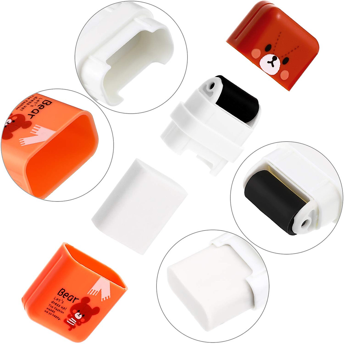 Outus 16 Pcs Roller Erasers Cute Pencil Erasers Animal Erasers with Roller Shaving Roller Case for Easy Pick up and Removal, Back to School Gift Supplies Animal Themed Fun Party Favor