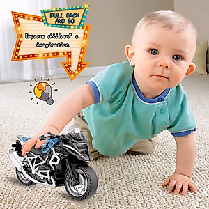 YA LE MING Motorcycle Toy,Pull Back Vehicles,with Light and Music Toys Motorcycle Model, Motorcycle Toys for 3+ Year Old Boys Girls (Blue)