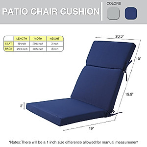 Enipate 2 Pack Outdoor High Back Chair Cushion, Weather Resistant Adirondack Rocking Chair Cushions, Foam Patio Furniture Replacement Cushion