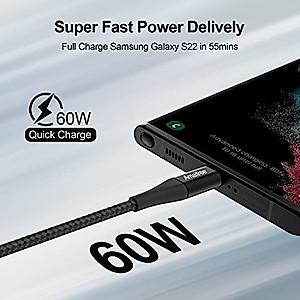Amaitree USB C Cable, 60W 5Pack(1+4+4+6.6+6.6Ft) 3A Fast Charging Quick Charger Cable, USB Type C 2.0 Cable, Compatible Samsung Galaxy S10/S9/S8 Plus/Note 10/9/8,LG V50/V40/G8/G7 - Black