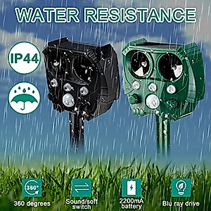 Solar Powered Ultrasonic Animal Repellent Waterproof Cat Repellent with Motion Detector Squirrel Repellent Bird Deterrent Devices Outdoor Solar Deer Repellent Devices for Outdoor (Black, Green, 4 Pcs)