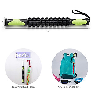 Muscle Roller Stick, Sportneer Body Massage Stick Tools,Calf Roller, Back Leg Massager for Athletes Relief Muscle Soreness, Cramping and Tightness,Soothing Cramps (Black-Upgraded Version)