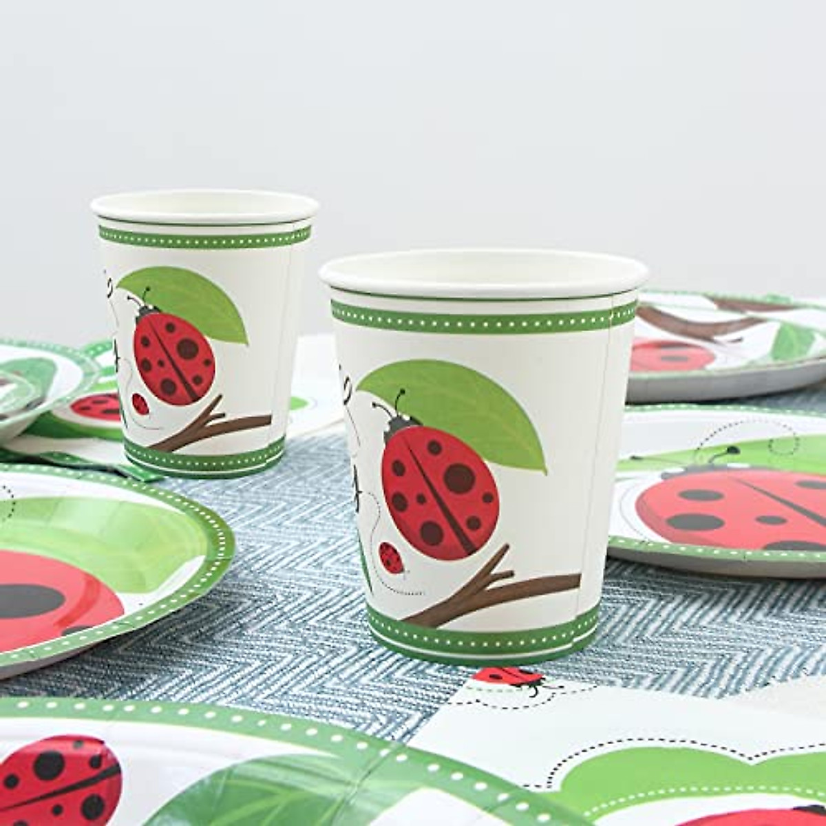 Ladybug Birthday Party Supplies - (Serves 24) - Ladybug Dinner Plates, Dessert Plates, Cups, Napkins. Ladybug decorations for Kids, Boys, Girls and More.