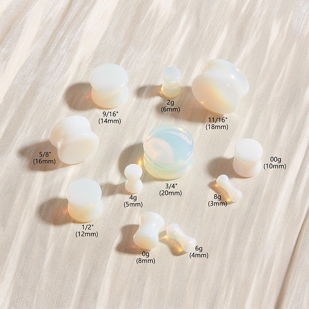 Longbeauty 20/30 Pcs Set Mixed Stone Saddle Double Flared Ear Tunnels Expander Plugs Stretcher (3/4"(20mm)-15Pairs)