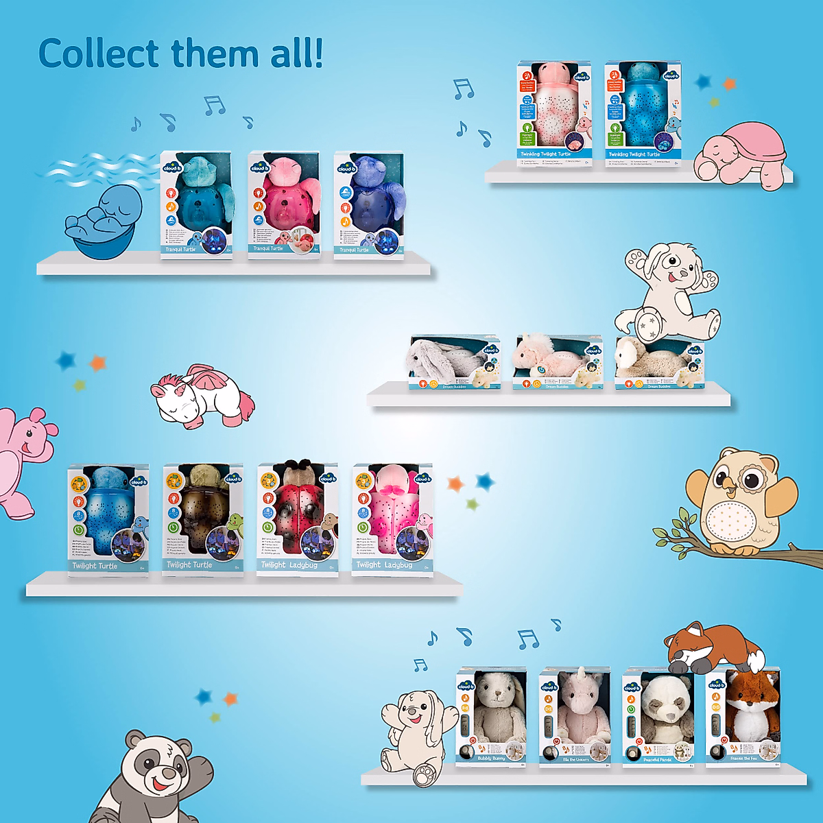 Cloud b Calming Nightlight Star Projector | Gentle Brightness | 3 Colors | 8 Constellations | Auto-Shutoff | Twilight Turtle Blue