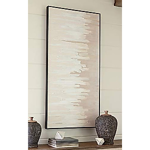 Signature Design by Ashley Jennaya Modern Abstract Framed Hand Painted Wall Art, 60 x 30, Beige, Living Room