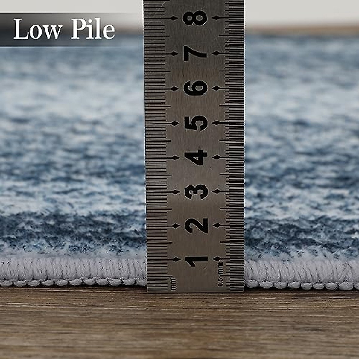 GlowSol Geometric Area Rug 5x7 for Living Room Bedroom Blue Bordered Rug Soft Boho Area Rug Soft Low Pile Rug Modern Indoor Carpet for Dorm Nursery Kids Room Home Decor