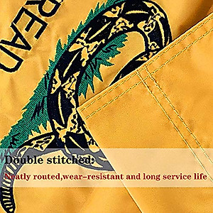 Jayus 2 Ply Embroidered Gadsden Snake Garden Yard Flag 12.5x18- Double Sided Nylon Dont Tread On Me Garden Flags Banners- Libertarian Garden Flag with Vivid Powerful Snake