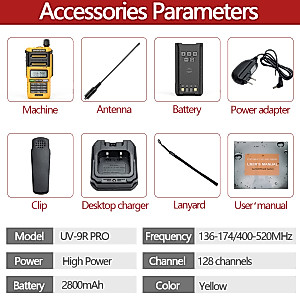 BAOFENG UV-9R PRO Dual Band Two-Way Radio Ham Radio Waterproof IP67 Transceiver Walkie Talkie Rechargeable 8W Ham Radio Upgraded Version of UV-5R with Type-C Charger Cable