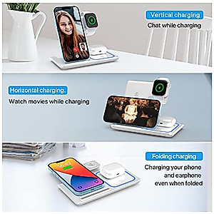 Wireless Charger, 3 in 1 Wireless Charging Station for Apple iPhone/iWatch/Airpods,iPhone 15,14,13,12,11 Series/Pro/Pro Max/XS Max/XR/XS/X/8/Plus,iWatch 7/6/SE/5/4/3/2,AirPods 3/2/pro（White）
