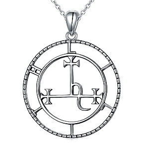 Ladytree Sigil of Lilith Necklace S925 Sterling Silver Vintage Oxidized Sigil of Lilith Pendant Necklace Gifts for Women Rolo Chain 18+2 inches