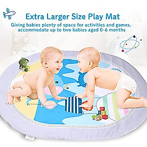 Baby Play Gym, Baby Play Mat Activity Gym with 2 Visual Replaceable Washable Mat Covers and 5 Toys Visual, Hearing, Touch, Cognitive Development for Baby to Toddler