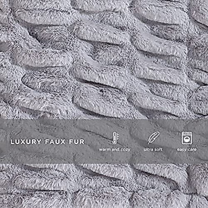 Casual Chic Lapin Ultra Fine Faux Fur Throw Blanket - Luxurious, Chic, Soft and Cozy 400 GSM Microfiber Blanket for Couch and Bed - 50” x 60” (Gray)