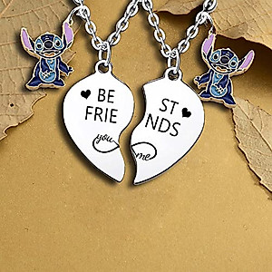 Waeceip 2PCS Best Friend Necklace Friendship Gifts for Friend Gifts Cute Stitch Gifts for Friend Gifts Cute Necklace Stitch Christmas Birthday Graduation Gifts