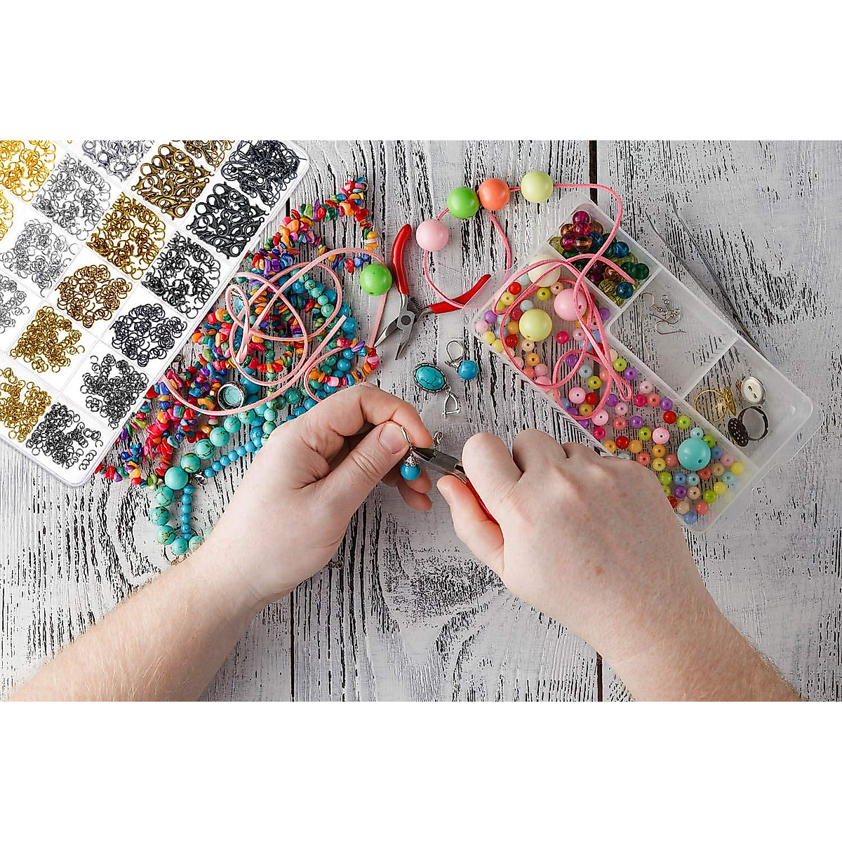 Paxcoo 3200Pcs Jewelry Necklace Repair Kit with Jump Rings, Clasps and Earring Hooks for Jewelry Making Supplies, Earring Making Findings and Necklace Bracelets Repair