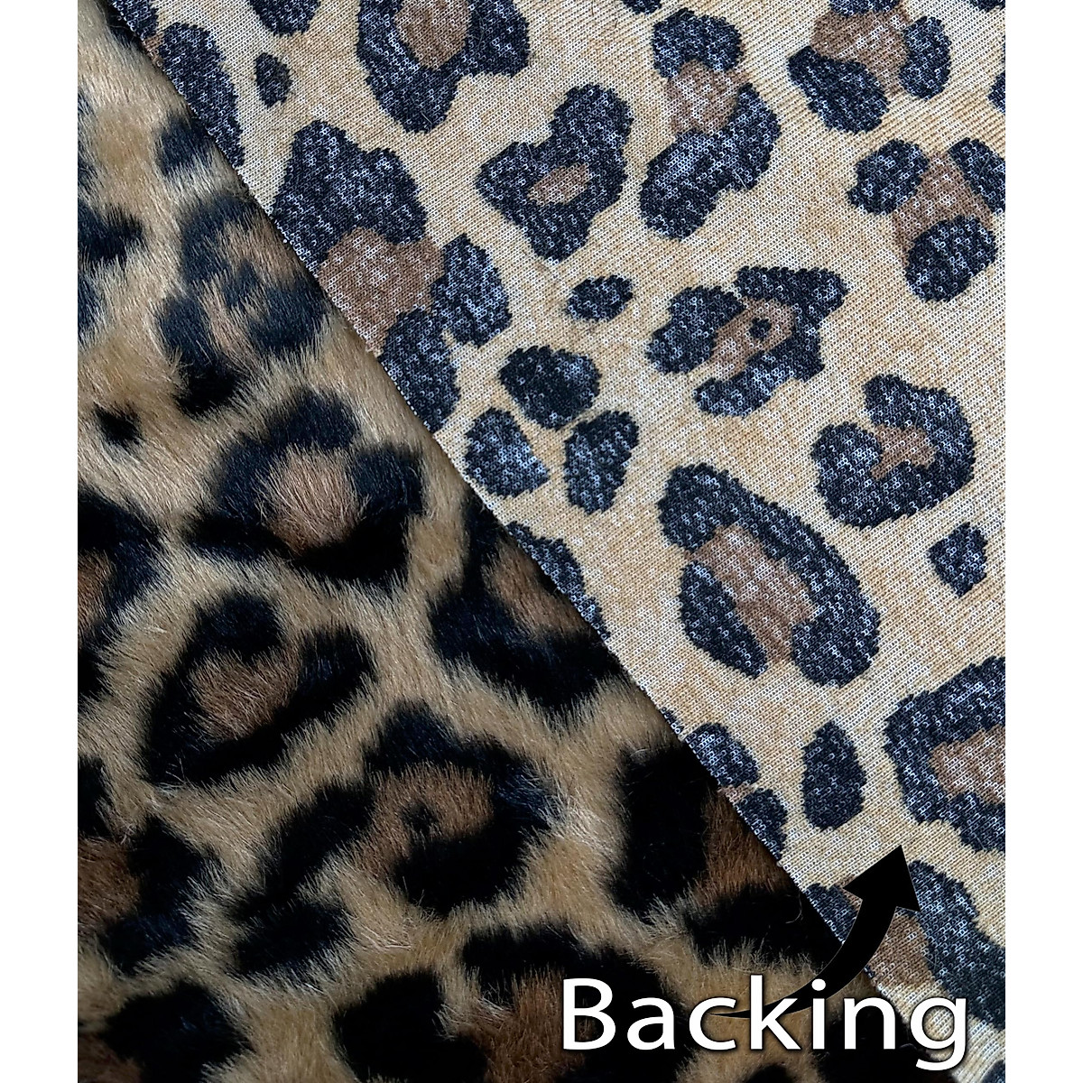 Faux Fur Animal Long Pile 58" Wide Fabric Full, Plush, Warm Soft Coat, Fashion Fursuit Costume - Sold by Continuous Yard (Leopard Fur)