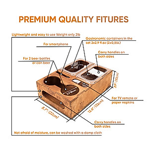 ROSTMARYGIFT Wood Beer Box - Gift for Beer Lovers, Dad, Man, Him, Father - Table Stand Caddy with slots for glasses, chips, nuts- Couch Organizer for Beverages, Remote Control
