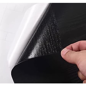 DESOMINOR 32FT Black Border Peel &Stick Black Wood Grain Wallpaper Border Removable Waterproof Bathroom Mirror Frame Sticker,3.94 Inches by 32.8 Ft