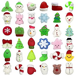 Jofan 36 PCS Christmas Mochi Squishy Toys Christmas Toys Squishies for Kids Girls Boys Toddlers Christmas Party Favors Stocking Stuffers Gifts