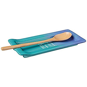 DEI Ceramic Spoon Rest, 8.74 x 3.86 x 1.06, Blue/Green