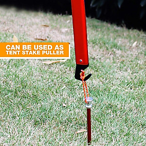 REDCAMP Aluminum Camping Hammer with Hook, 12" Lightweight Multi-Functional Tent Stake Hammer, Portable Camp Stake Mallet, Red