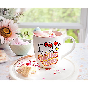 Silver Buffalo Sanrio Hello Kitty Hearts Ceramic Mug | Holds 18 Ounces
