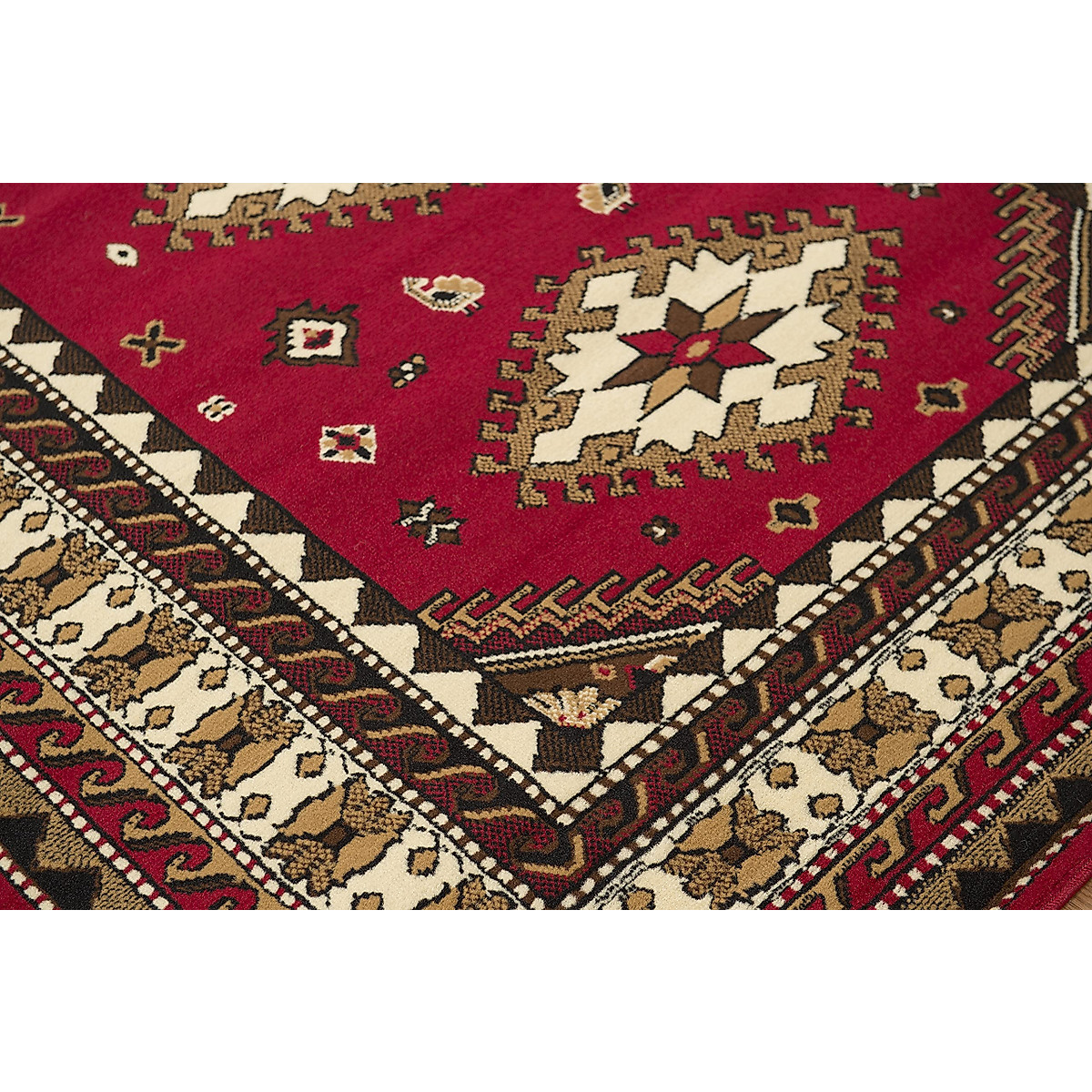 United Weavers Dallas Tres Area Rug - Red, 8x11, Southwestern Indoor Area Rug with Bordered Pattern, Jute Backing