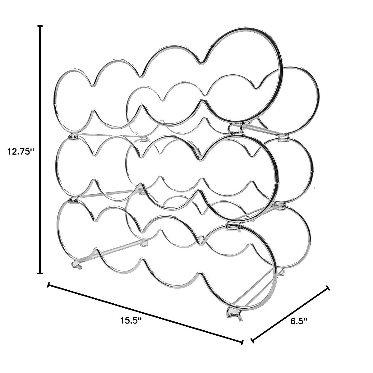 Sorbus® 3-Tier Stackable Wine Rack - Round Classic Style Wine Racks for Bottles - Perfect for Bar, Wine Cellar, Basement, Cabinet, Pantry, etc - Hold 12 Bottles, Metal (Round Silver)