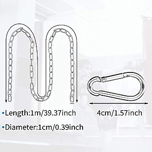 Ripeng Hanging Chair Chain Kit Stainless Steel Hanging Chair Chains with Spring Snap Hooks for Hammock Sandbags Capacity Indoor Outdoor, 220 lb (2 Pieces)