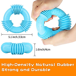 SIKROFEGEN Dog Chew Toy for Aggressive Chewers Medium and Large Breed, Freezable Dog Chew Toys for Teething Dogs, Ultra-Tough Natural Rubber Nearly Indestructible Donut Dog Toy, Dog Chew Ring Toys