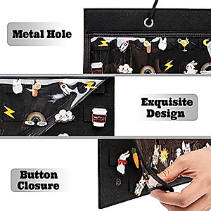 HUHYNN Hanging Brooch Pin Organizer, Dust-proof Enamel Brooch Pin Display, Brooch Collection Storage Organizer, Hold Up to 170 Brooch Pins (Black)