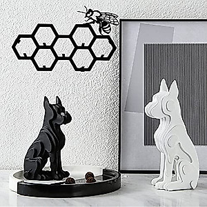 HAO Metal Bee Coat Rack Wall Mounted, Bee with Honeycomb Metal Art Wall Decor, Bee Key Rack Beehive Wall Rack for Entryway Coats Hats Keys Towels