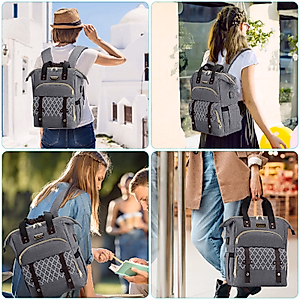 Travel Backpack for Women, Large Wide Open Womens Backpack for Work, Water Resistant Collage School Backpack with USB Port, 15.6 Inch Bookbag Computer Bag for Doctor Teacher Student Nurse, Grey