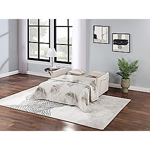 Caroun 57" Pull Out Sleep Sofa Bed Sofa Sleeper 2-in-1 Adjustable Sleeper with Premium Twin Size Mattress Pad Sleeper Sofa Bed Suitable for Livingroom Bedroom Beige(Beige G)