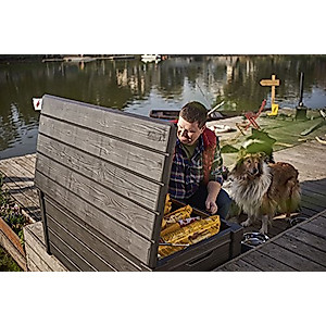 Keter Brightwood 120 Gallon Outdoor Resin Garden Patio Storage Furniture Deck Box