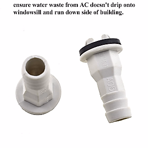 Auleswet 3/5 inch(15mm) Air Conditioner Drain Hose Connector Conduct Condensate Plug Teeth Seal Washer Elbow Fitting Quality Plastic Easy Install Grey 2 Pieces for Window AC Unit Mini Split Frigidaire