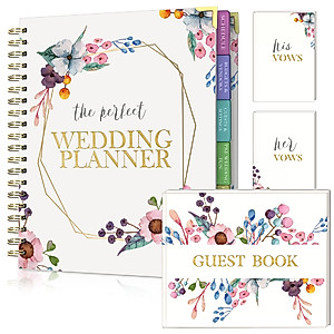 Generic The Wedding Planner Set with 3 Pieces, Wedding Planner with 2 Vow Books and 1 Wedding Guest Book, Wedding Binder, Wedding Planner for Bride, Wedding Checklist, Wedding Organizer, White