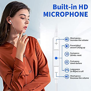 XNMOA Type C Wired Earbuds Headphones with Microphone,USB C Earphones with Volume Control&Support Call,Compatible with Samsung Galaxy S23 Ultra, S23+, iPad Pro MacBook,Most USB C Devices,White