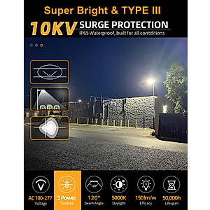 NGT 4 PCS LED Parking Lot Lights 320W 256W 192W, UL DLC Listed LED Shoebox Fixture with Photocell 5000K Adjustable Slip Fitter, Pole Light Outdoor, IP65 Commercial Street Area Lighting, AC100-277V