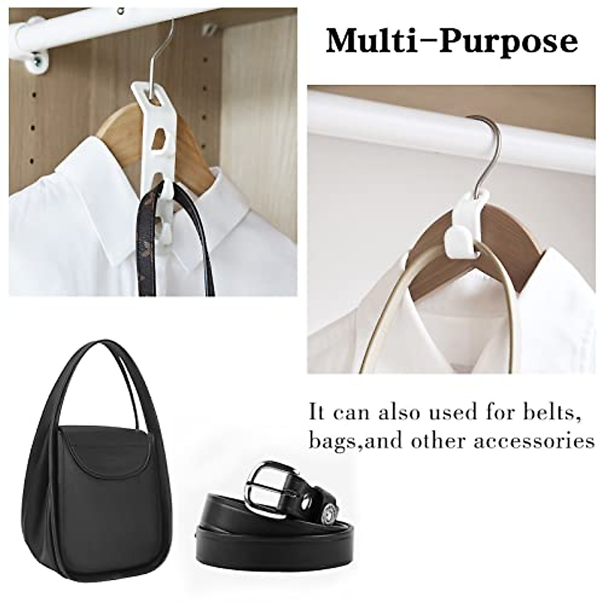 FYY Hanger Connection Hook 6 + 4 Plastic Closet Organizer Multifunctional Clothes Hanger Connector Joint Hook Space-Saving Magic Hanger Clothes Storage Non-Slip Clothes Storage Rack (White)