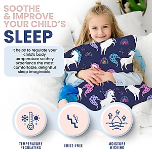 Blissy Toddler Silk Pillowcase - 100% Pure Mulberry Silk - 22 Momme 6A High-Grade Fibers - Soft and Gentle Silk Pillowcase for Kids Hair and Skin (Standard 20 x 26 in, Unicorn)