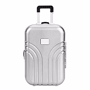 Wakects Doll Suitcase, Mini Dolls Travel Suitcase Baby Suitcase Toy, Mini Luggage Box Rolling Suitcase for Doll, Kids(Silver)